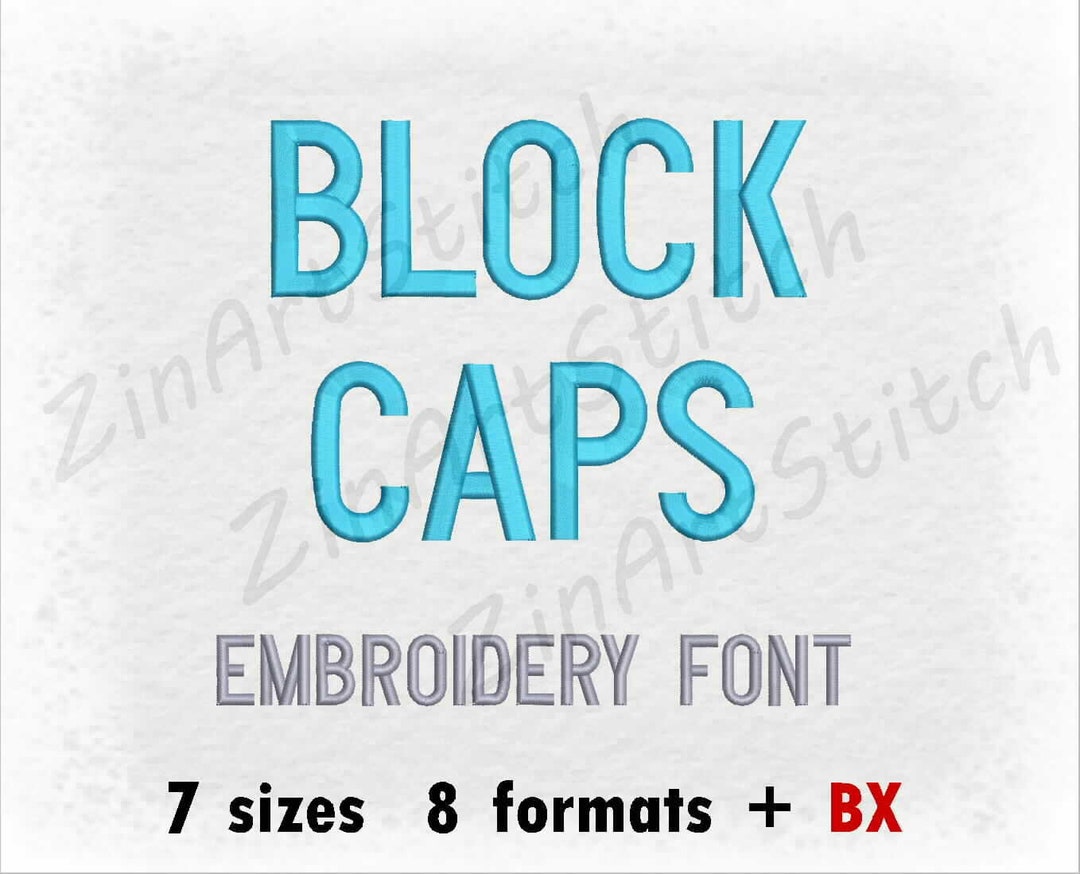 Block Caps Embroidery Font Machine Embroidery Design Instant Download ...