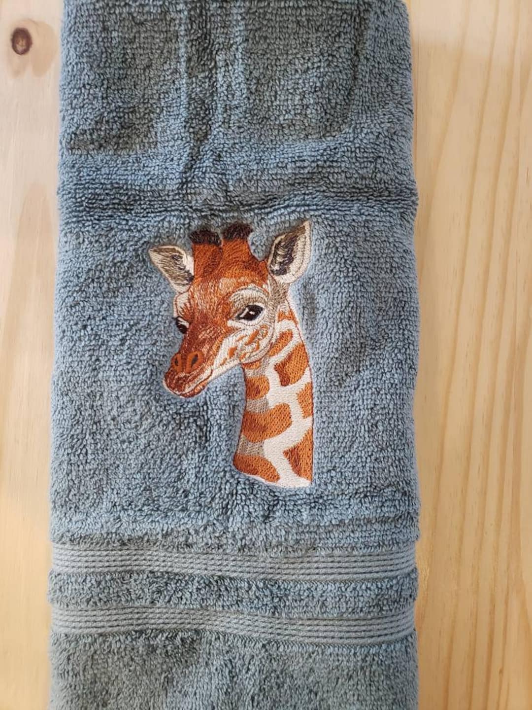 Embroidered Giraffe Hand Towel Set - Etsy