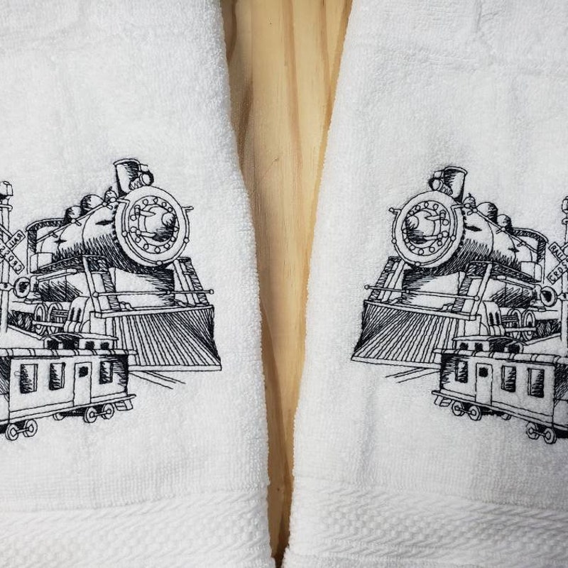 Embroidered Train Towels - Etsy