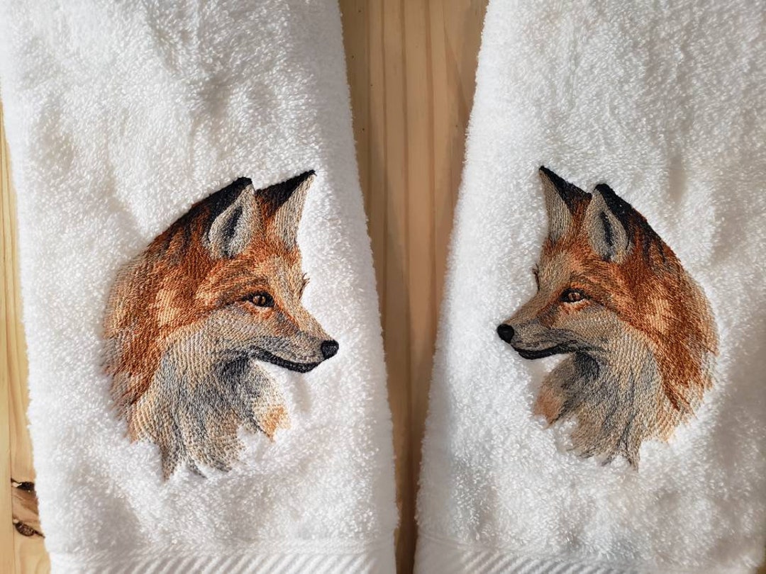 Realistic Fox Bath Hand Towel Custom Embroidered Personalized - Etsy