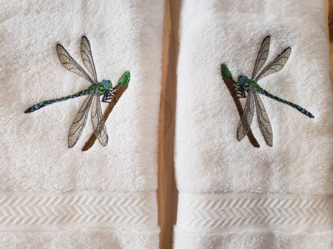 Dragonfly Hand Towel Set Custom Embroidered Personalized - Etsy