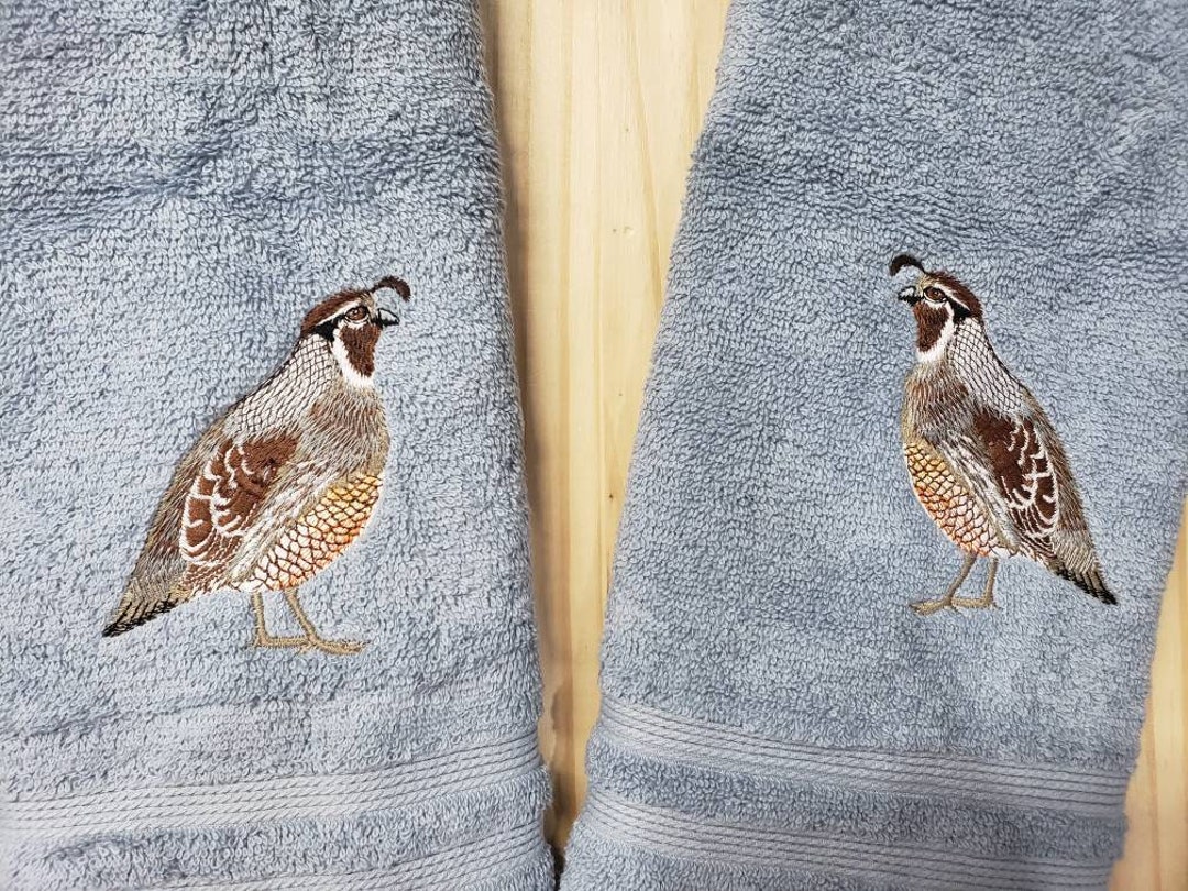 Quail Bird Hand Towel Set Custom Embroidered Personalized - Etsy