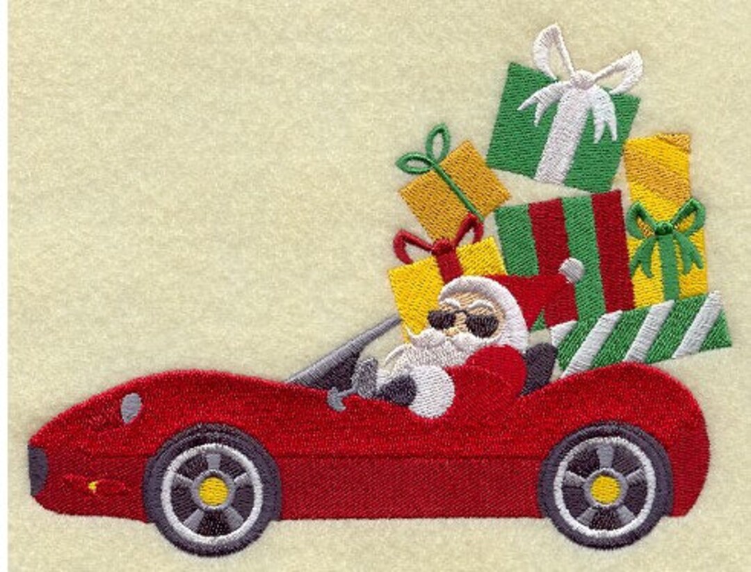 Christmas Santa Muscle Car Coupe Hand Towel Set Custom Embroidered ...