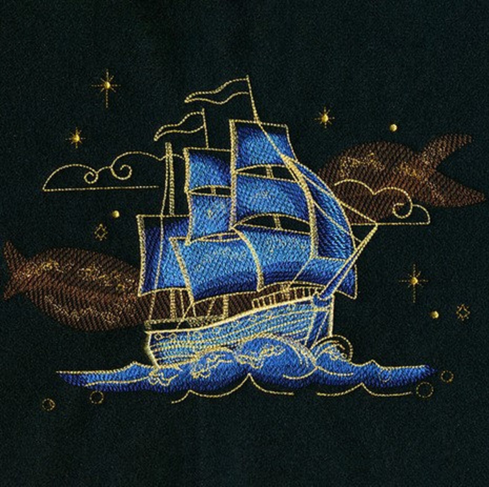 Cosmic Sea Turtle Ship Octopus Jellyfish Mermaid Whale Metallic Design ...