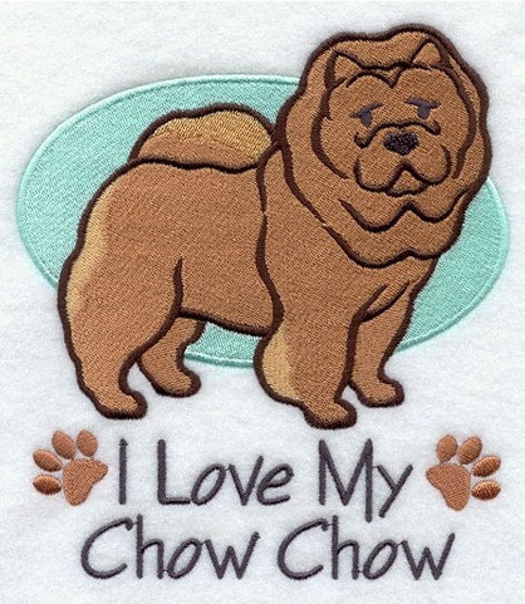 Chow Chow Dog Puppy Love Paw Print Bath Hand Towel Custom Embroidered ...