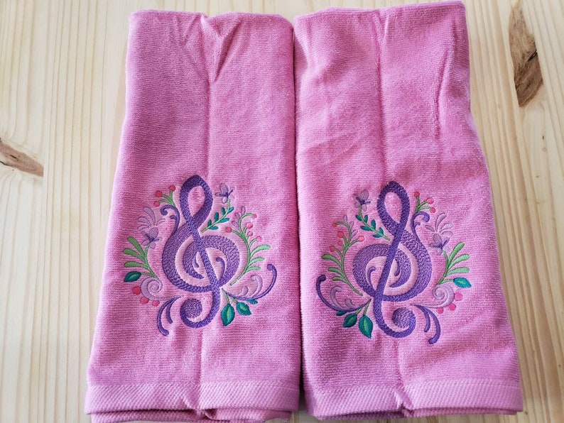 Treble Clef Music Note Hand Towel Set Custom Embroidered - Etsy