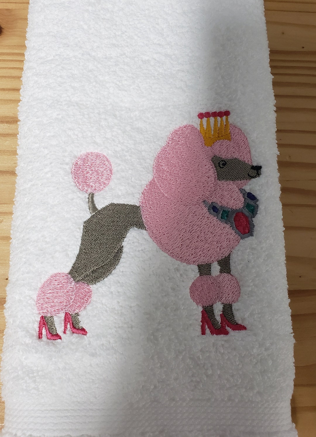 Princess Poodle Dog Crown Bath Hand Towel Set Custom Embroidered ...