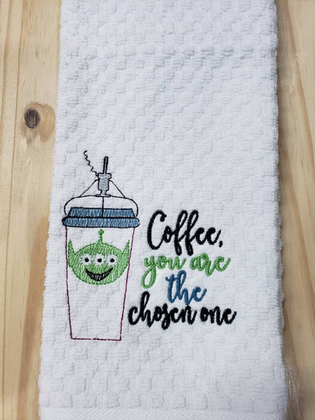 Disney Toy Story Inspired Alien Coffee Kitchen Dish Towel Custom ...