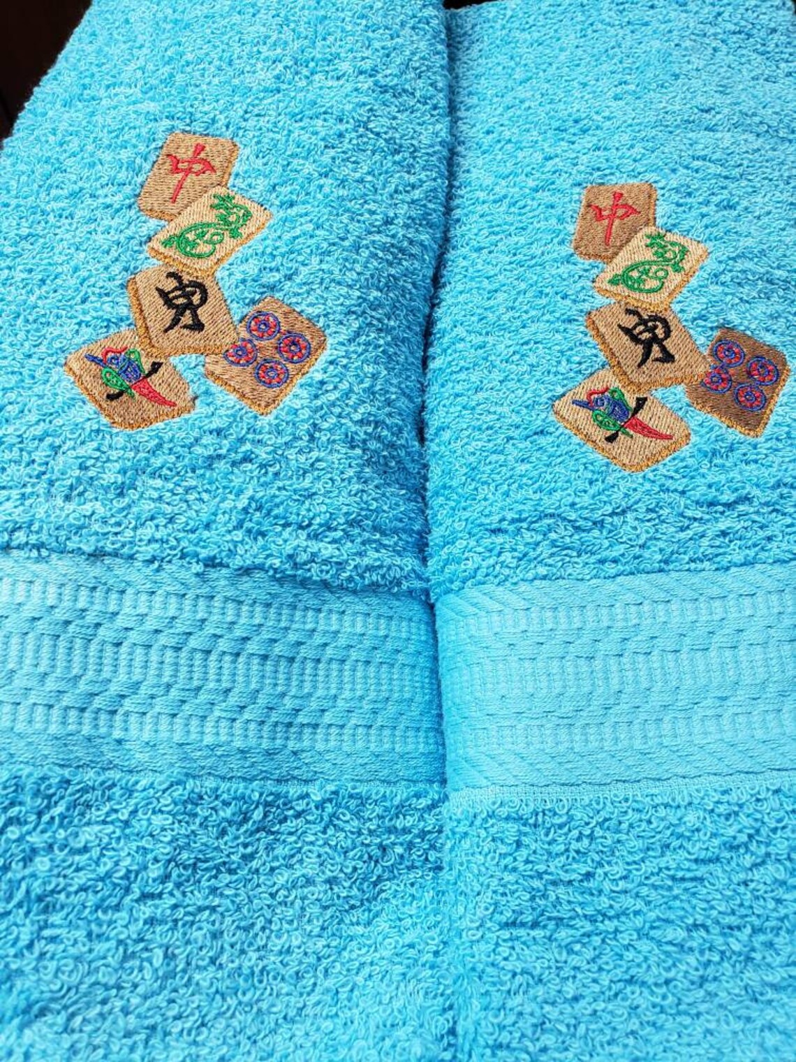 Mahjong Tile Game Hand Towel Set Custom Embroidered | Etsy