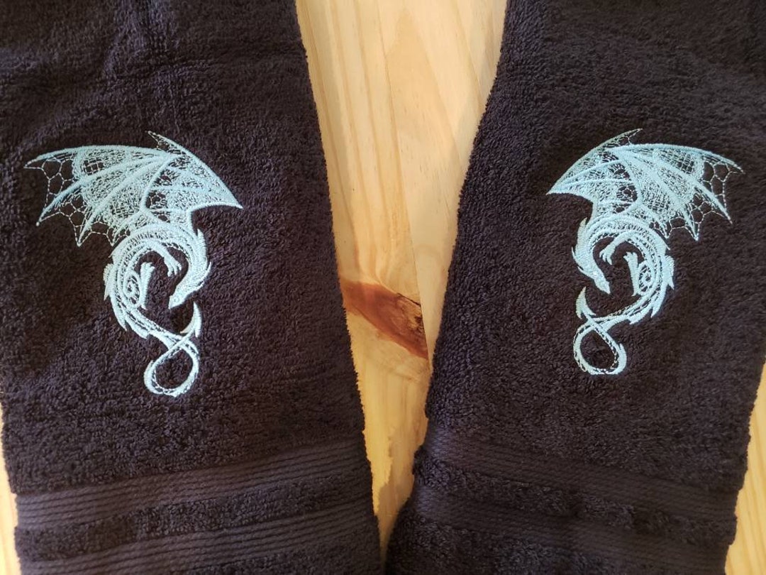 Custom Embroidered Lace Dragon Hand Towel Set Personalized - Etsy