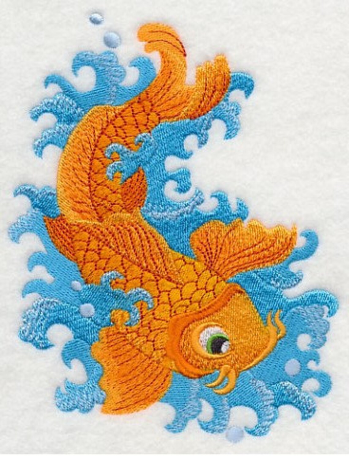 Koi Fish Ocean Waves Bath Hand Towel Set Custom Embroidered | Etsy