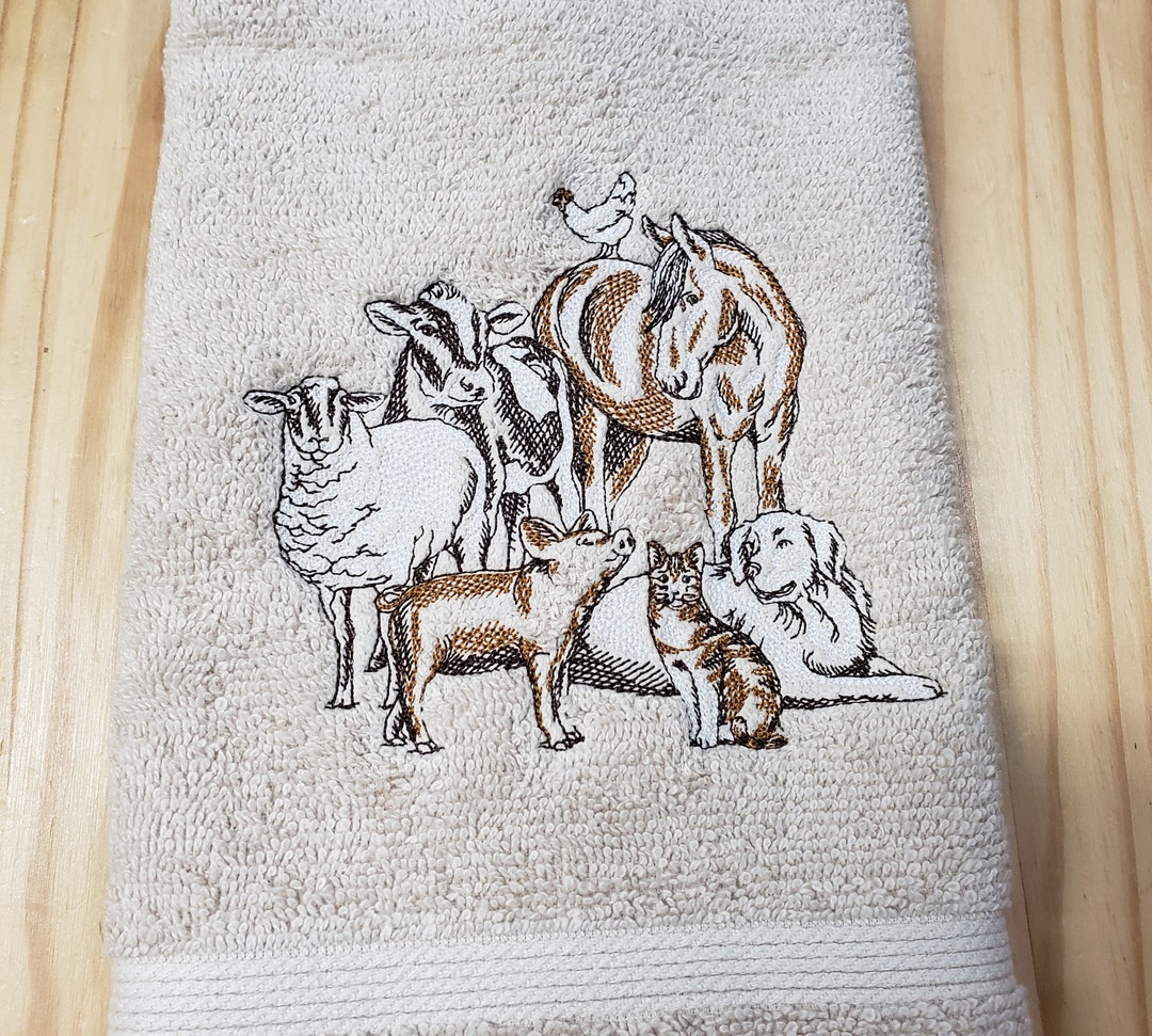 Farm Animal Dog Cat Pig Horse Sheep Bath Hand Towel Set Custom ...