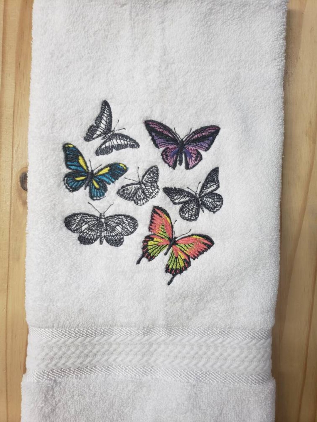 Fluttering Butterfly Colorful Butterflies Hand Towel Set Custom ...