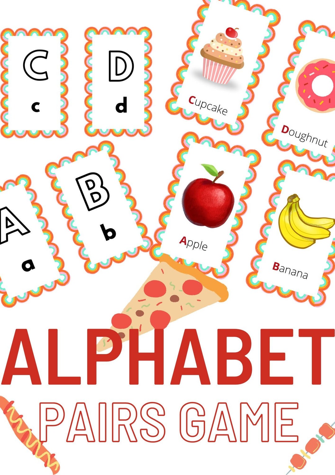 Matching Game / Pairs / Alphabet Learning Flash Card Matching Game With ...