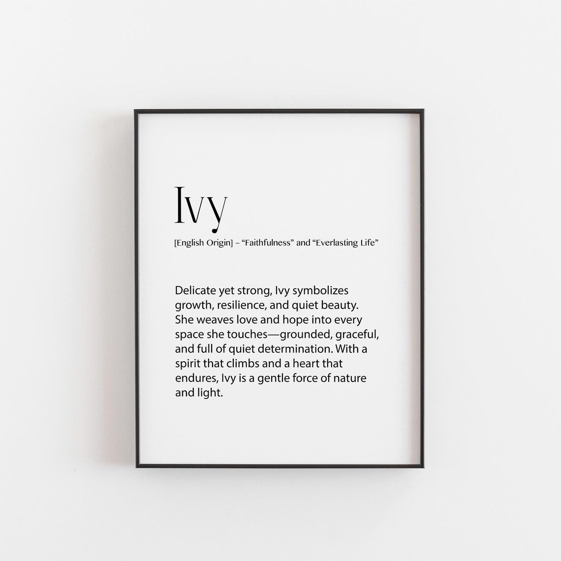 Ivy Name Meaning Print - Botanical Wall Art - Faithful & Strong Poster ...