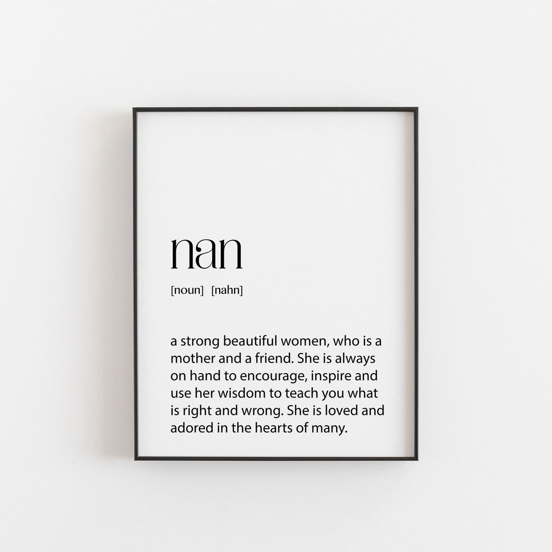 Nan Definition Print - Heartwarming Gift for Nanna - Thoughtful Words ...