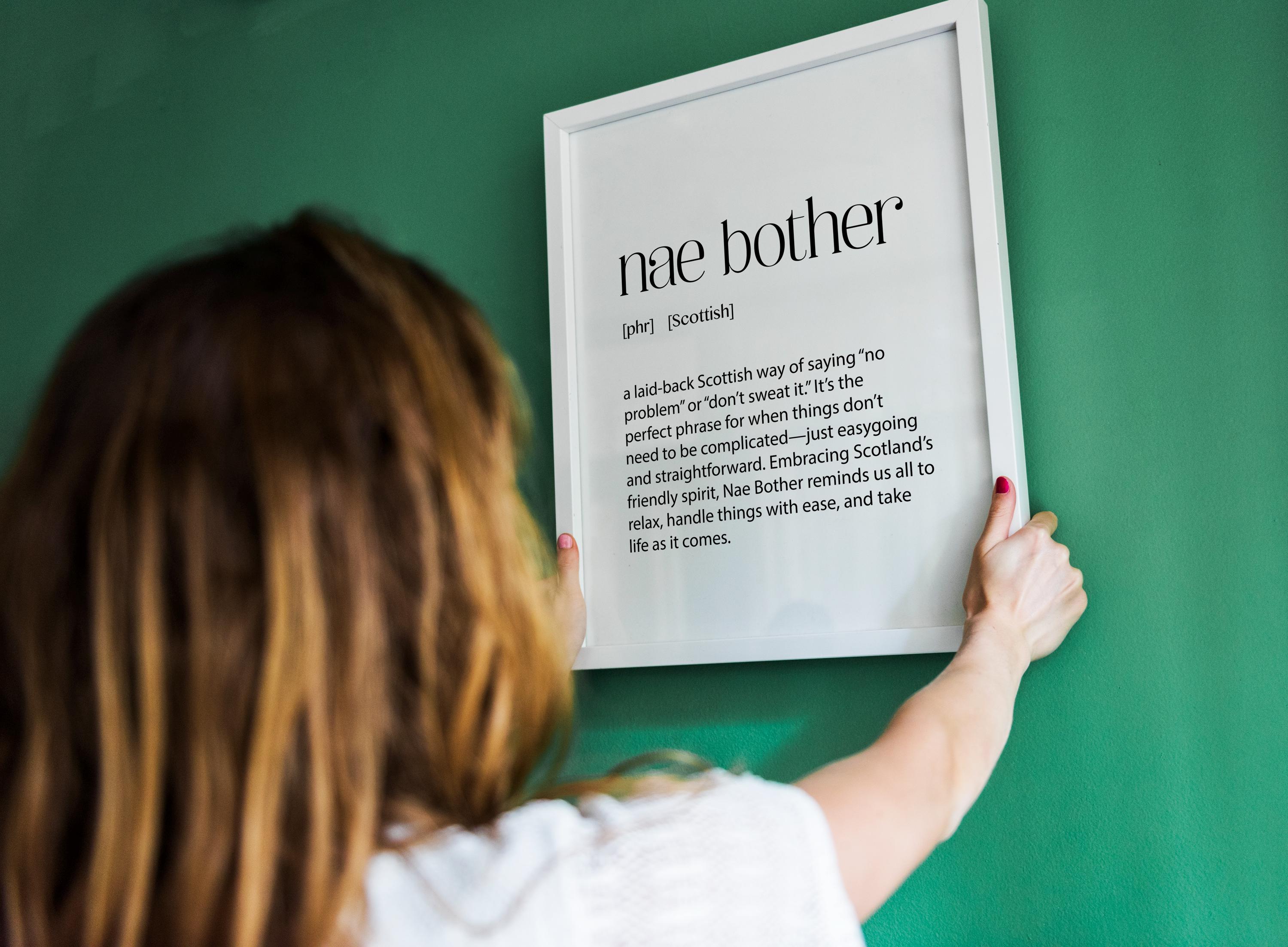 Nae Bother Definition Print - Fun Scottish Phrase Art, No Problem Wall ...