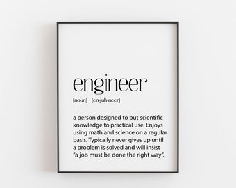 Funny Engineer Definition Wall Art Funny Engineer Poster Engineer Print ...