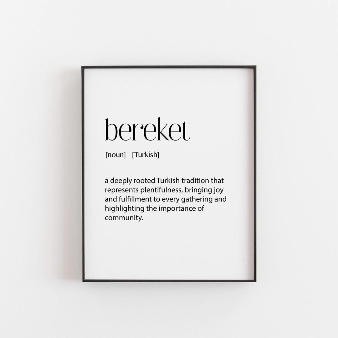 Bereket Definition Print Turkish Word Art Abundance & Prosperity Decor ...
