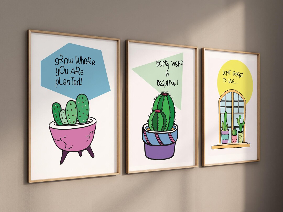 Cactus Prints, Cactus Poster, Room Art, Home Decor, Gifts, Set of 3 ...