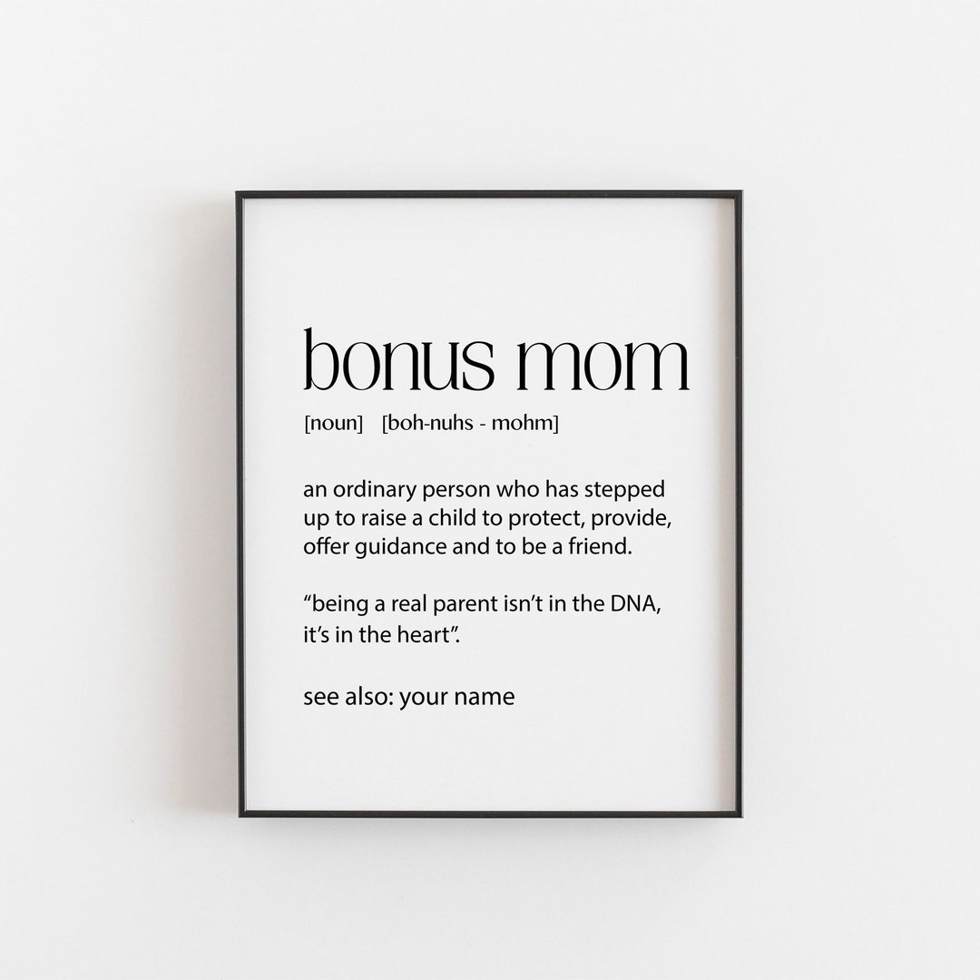 Personalised Bonus Mum Print – Custom Name Gift for Bonus Mom – Unique ...