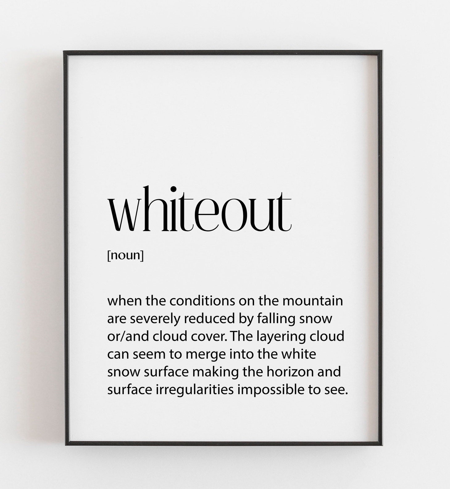 Skiing Decor Skiing Wall Art Whiteout Definition Skiing | Etsy