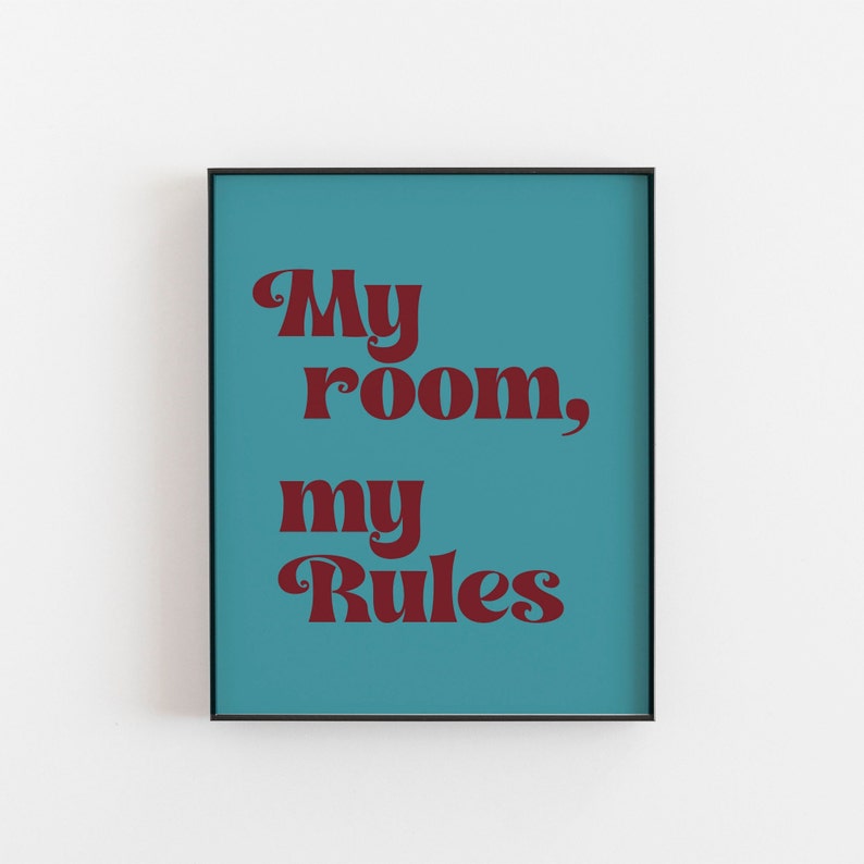 My Room My Rules Print, Wall Art Teenage Bedroom, Etsy Uk, Teen Bedroom ...