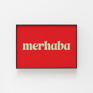 Merhaba Print, Turkish Prints, Bold Wall Art, Turkey Wall Art, Hello ...