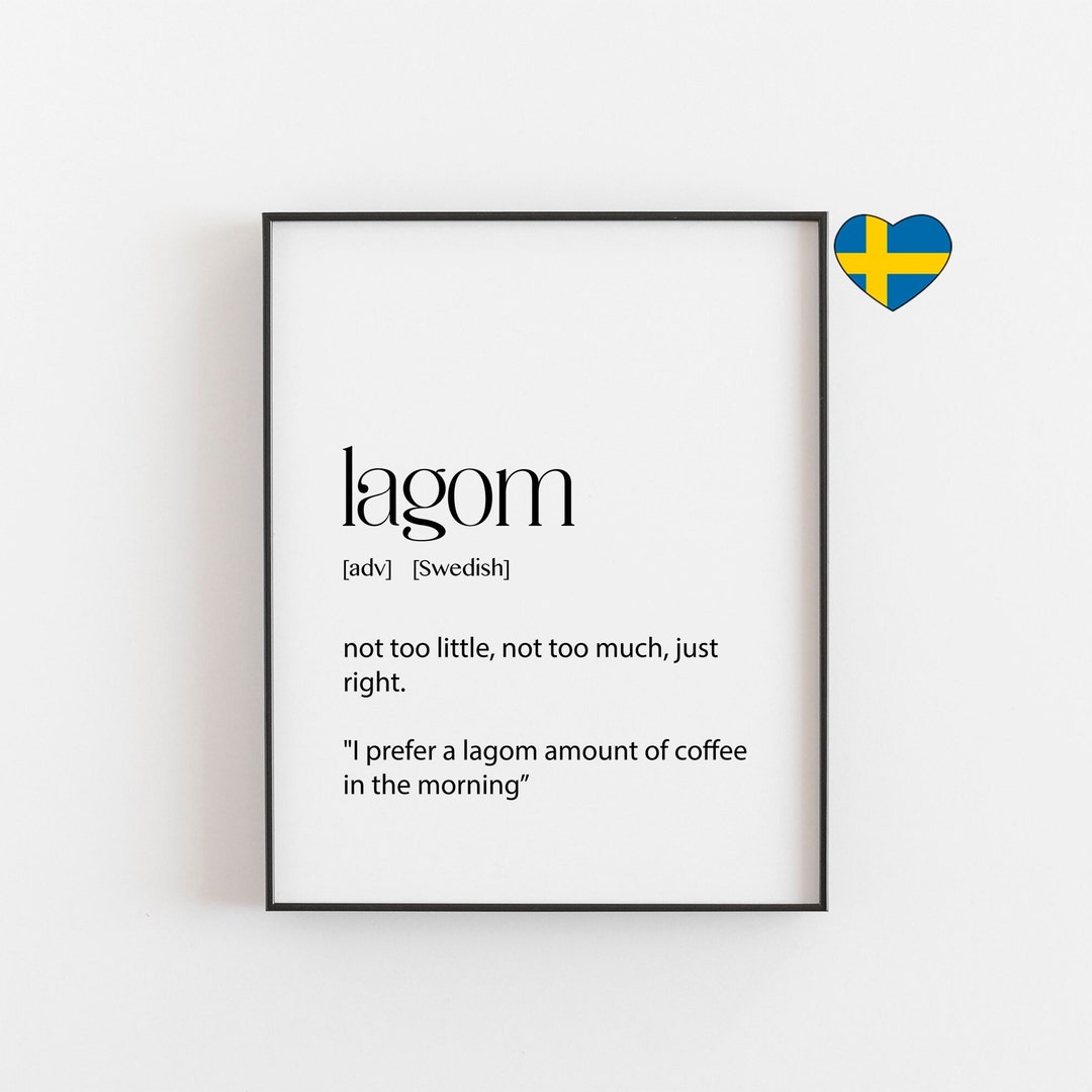 Lagom Definition Art Print Swedish Word for Balance and Harmony ...