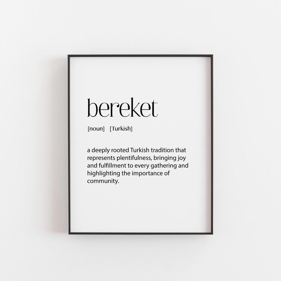Bereket Definition Print - Turkish Word Art - Abundance & Prosperity ...