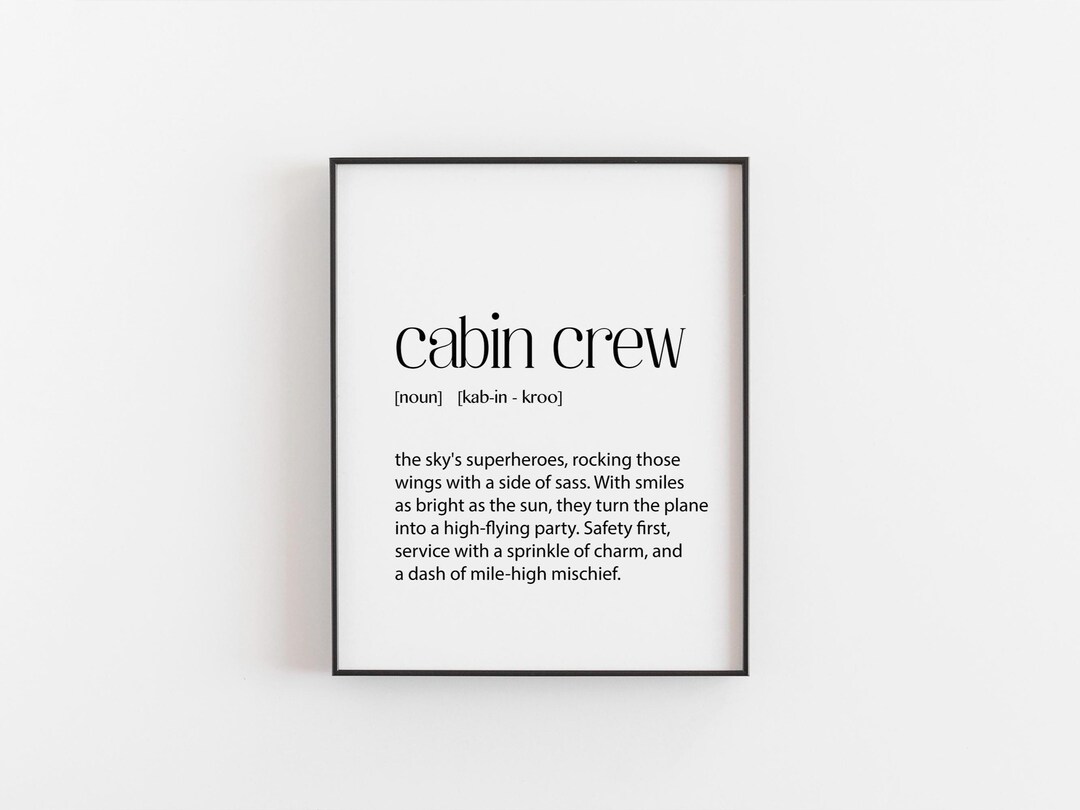 Cabin Crew Definition Print – Funny Flight Attendant Wall Art, Airline ...