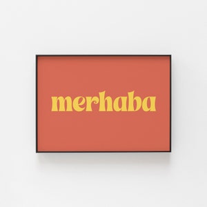 Merhaba Print, Turkish Prints, Bold Wall Art, Turkey Wall Art, Hello ...