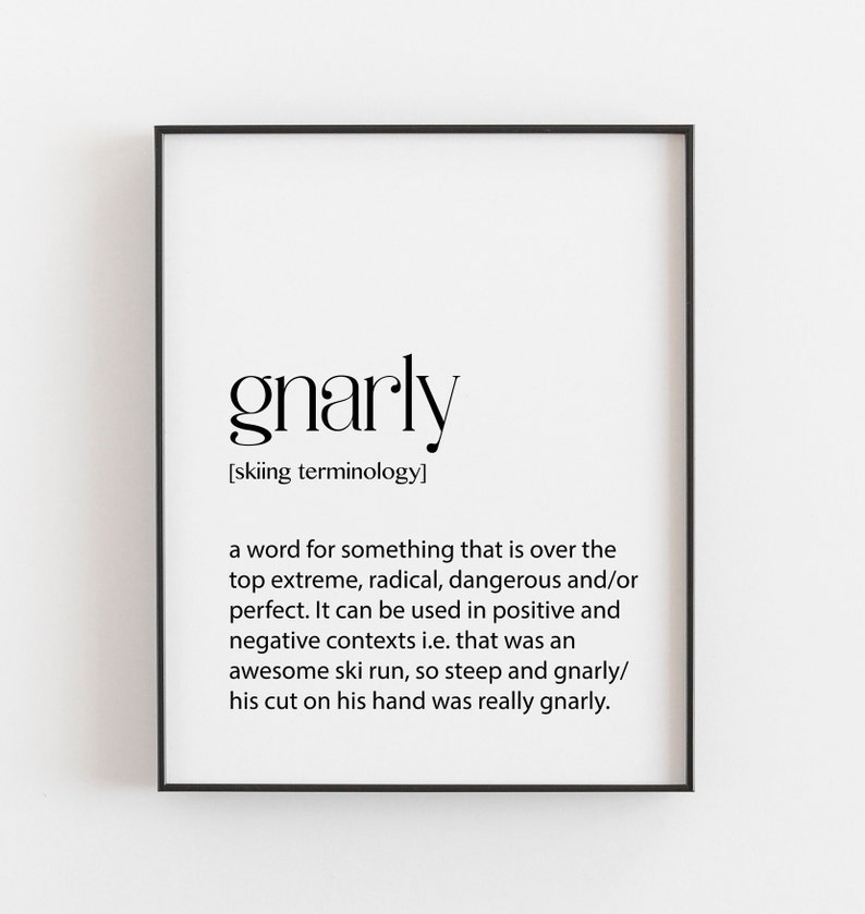 Printable Wall Art Skier Gift Gnarly Definition Ski - Etsy