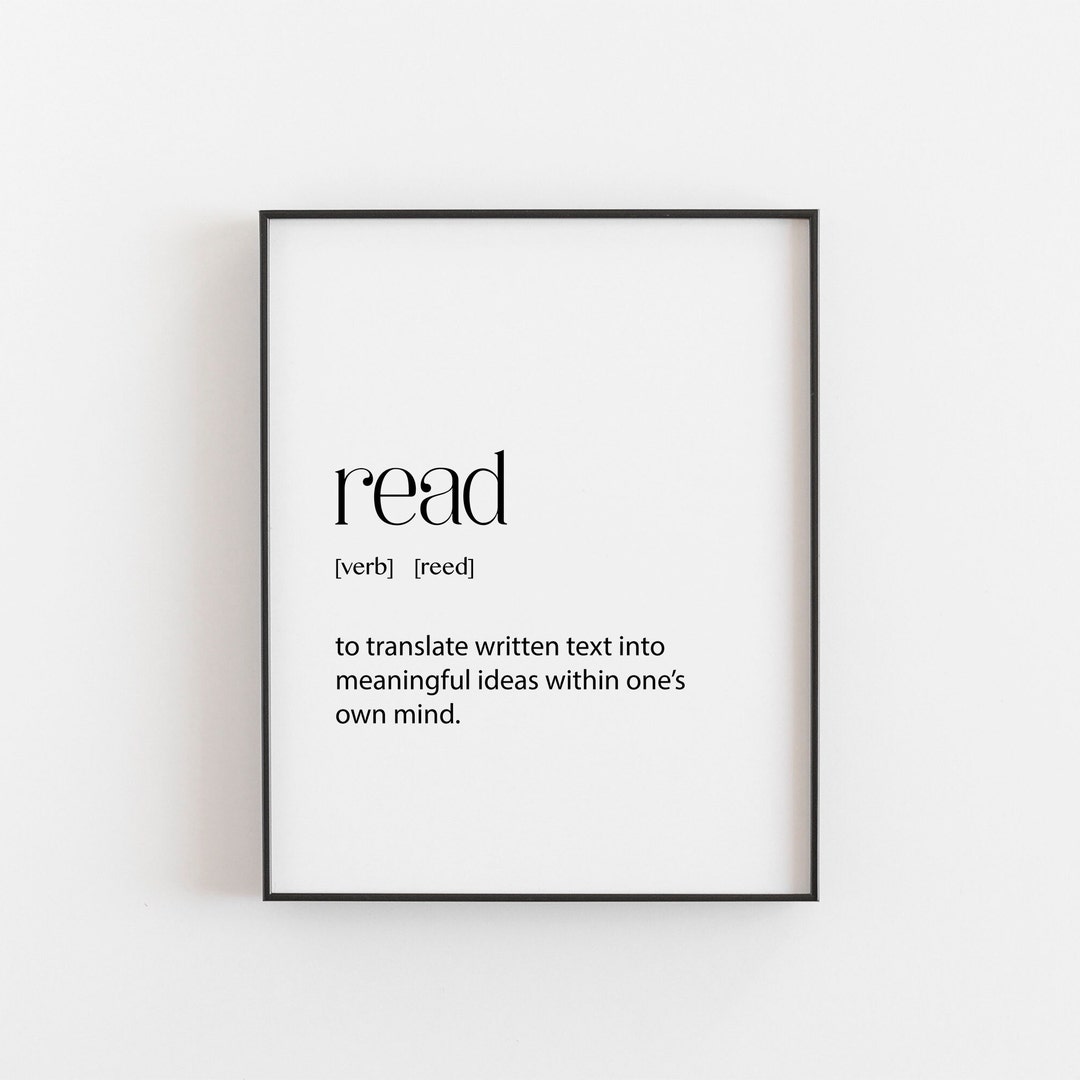 Read Definition Digital Download Print - Mindful Reading Wall Print ...