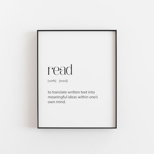 Read Definition Digital Download Print - Mindful Reading Wall Print ...