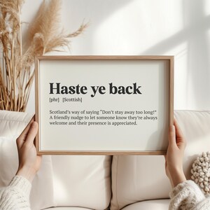 Haste Ye Back Print Scots Phrase Art Heartfelt Farewell for Friends ...