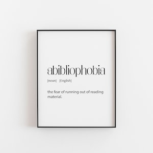 Abiblophobia Definition Print, Classroom Decor, Book Lover Gift ...