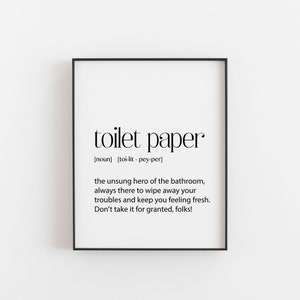Toilet Paper Definition Print – Funny Bathroom Wall Art Poster ...