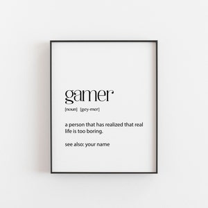 Personalised Gamer Gift Gamer Definition Gaming Print Gamer - Etsy