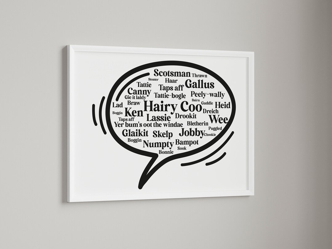 Scottish Typography Print, Unique Scottish Wall Print, Scottish Slang ...