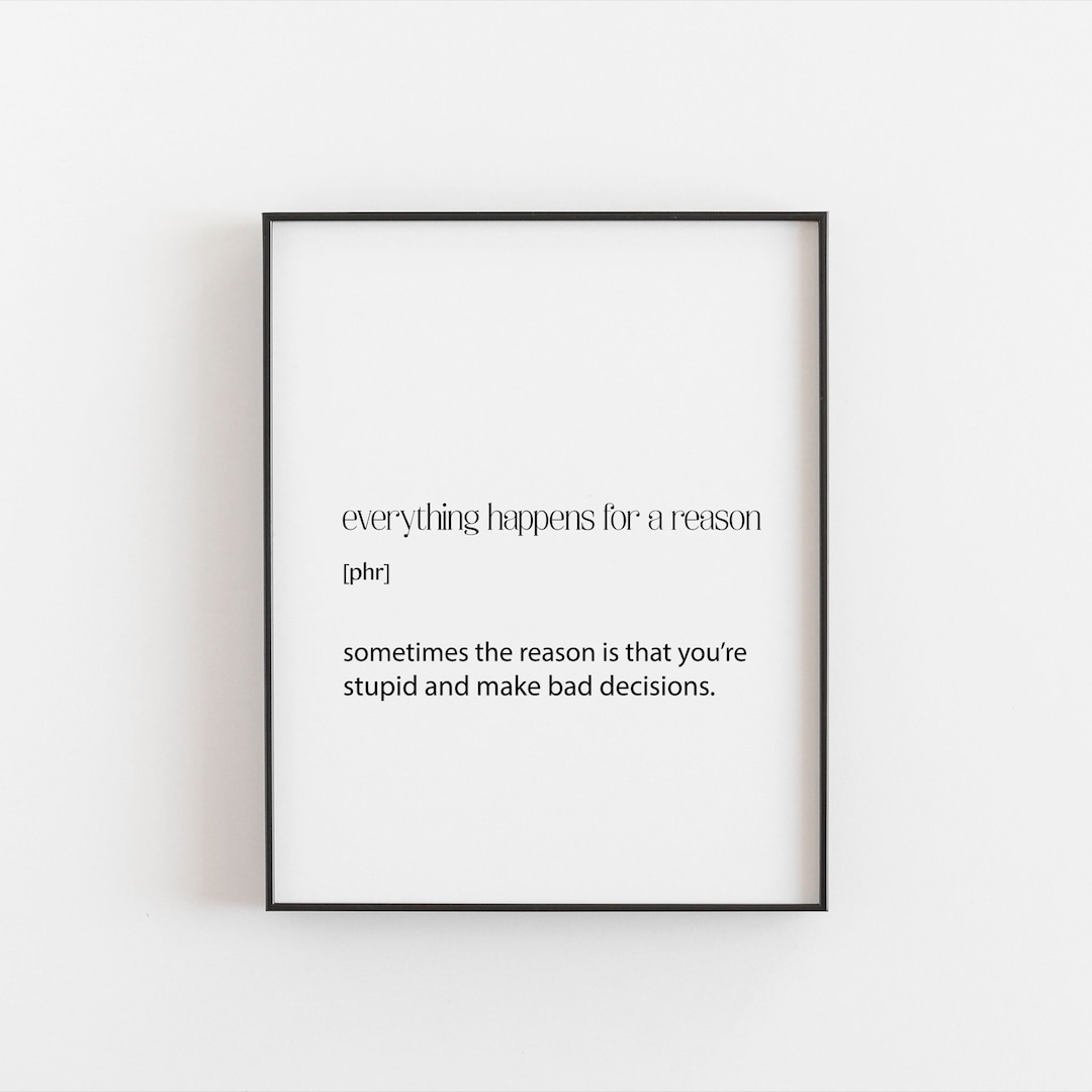 Everything Happens or a Reason Definition Print, Teenager Gift, Teen ...