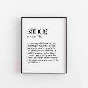 Shindig Definition Print – Scottish Party Word Art – Festive Gathering ...