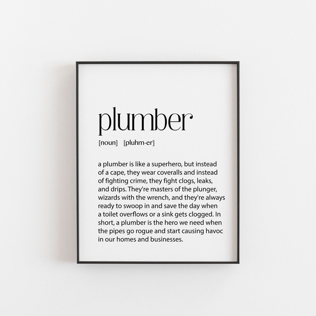 Plumber Definition Art Print - Perfect Gift for Any Plumber - Gold Foil ...