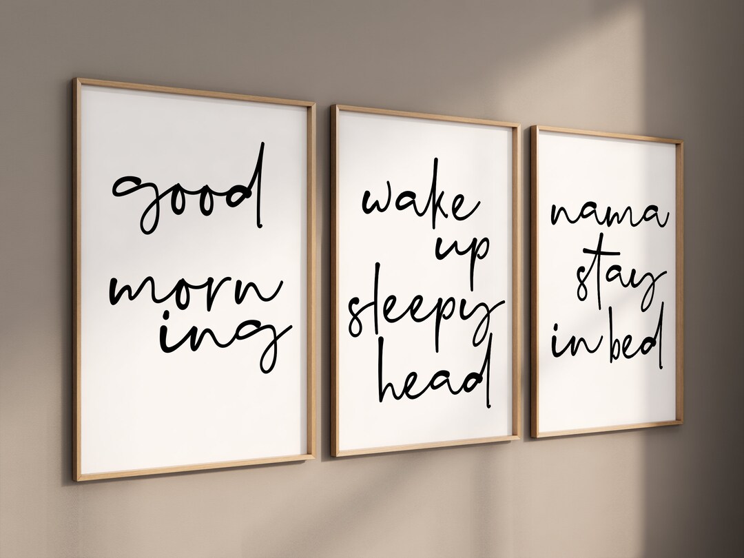 Set of 3 Bedroom Prints, Namastay in Bed Print, Good Morning Print ...