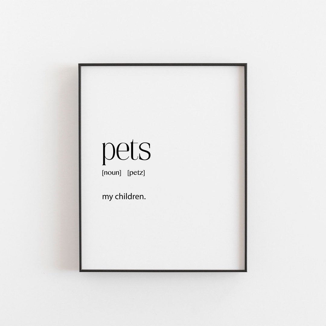 Pets Definition Wall Art Print Typography, Scandi Decor, Kids' Bedroom ...