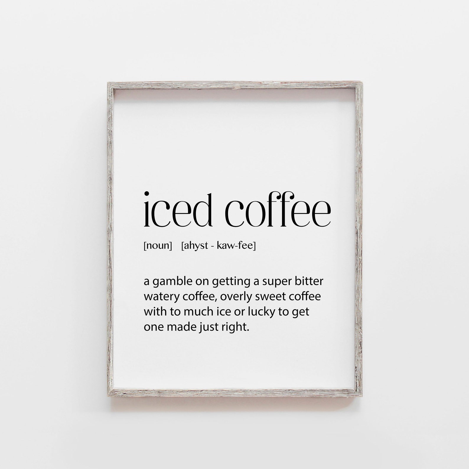 Coffee Poster Iced Coffee Definition Printable Wall Art | Etsy