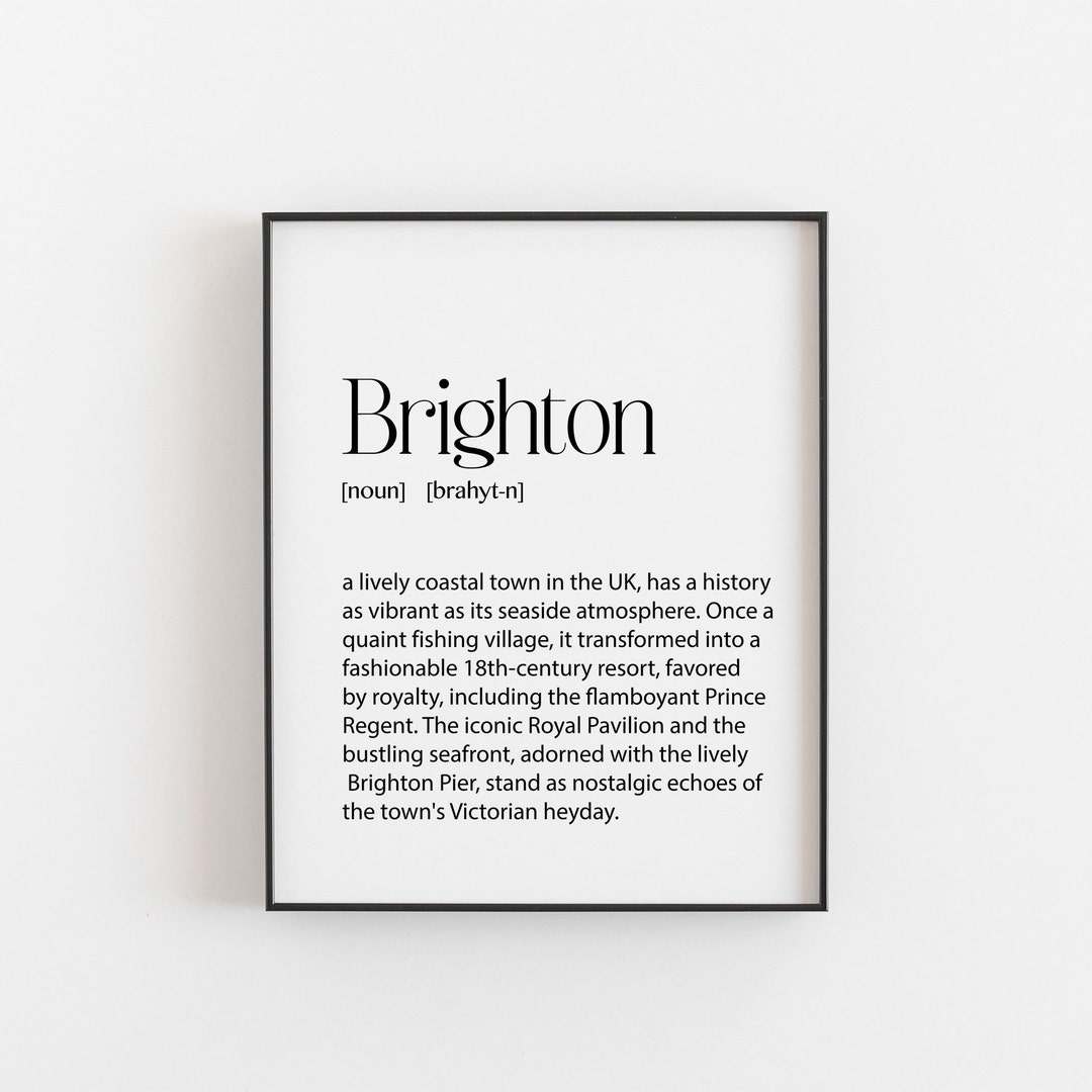 Brighton Definition Print, Entryway Print, UK Seaside Print, Brighton ...