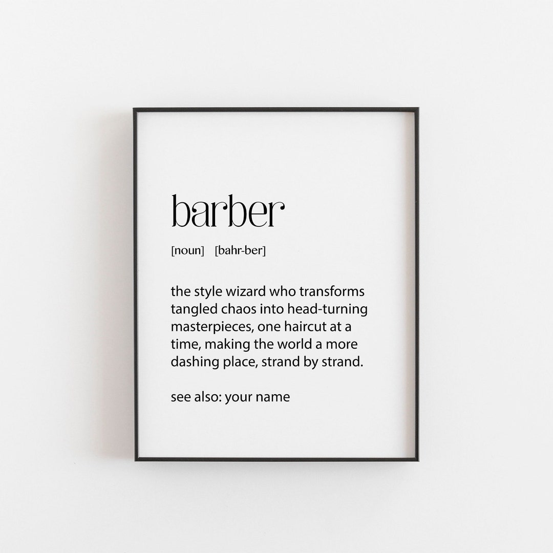 Barber Definition Print, Personalised Barber Gift, Barber Shop Wall ...