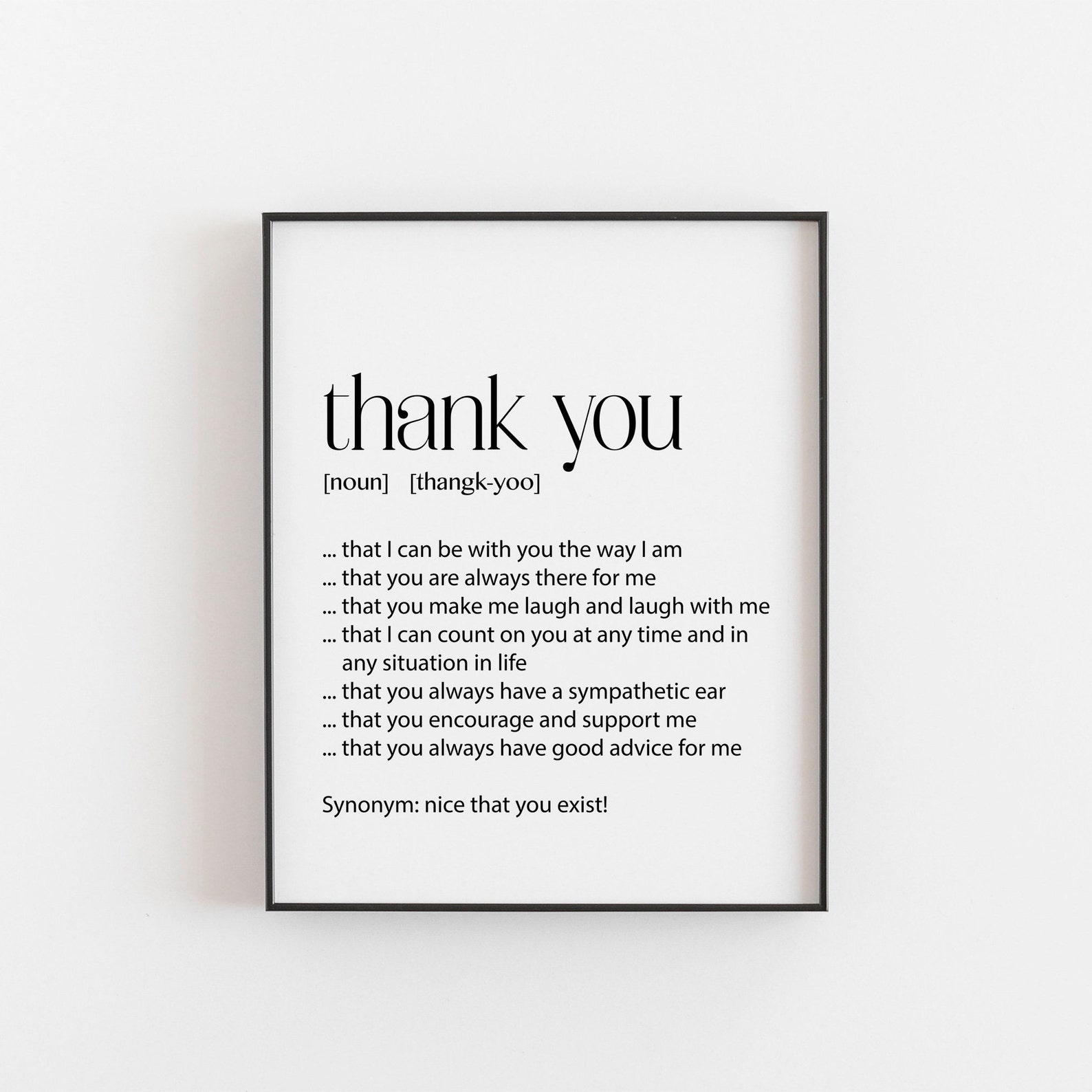 Thank You Print Thank You Definition Friend Appreciation Gift ...