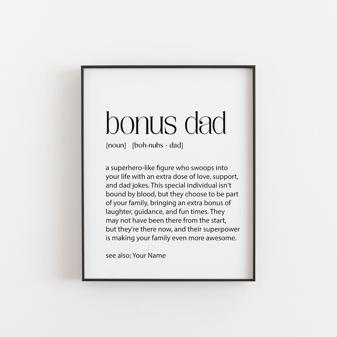 Personalized Bonus Dad Definition Wall Art Print - Heartwarming Fathers ...